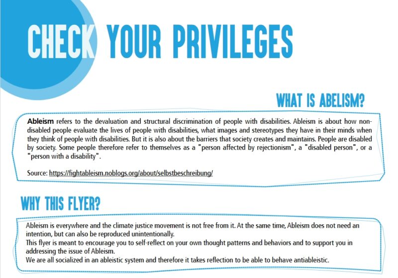 Ability – Ableism and barriers – Ende Gelände