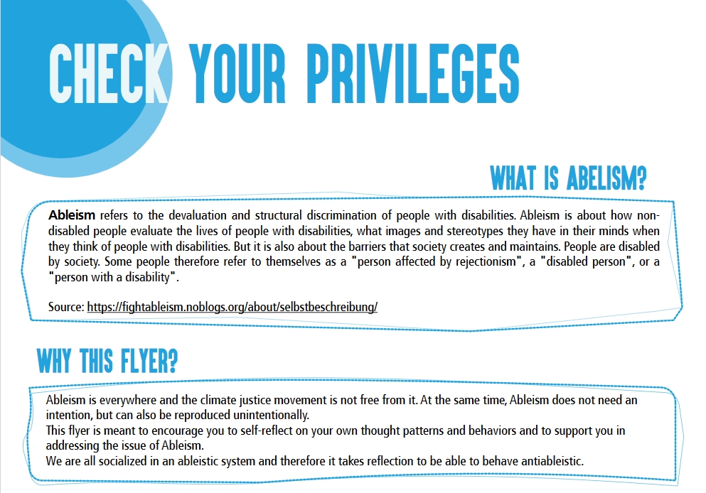 Ability – Ableism and barriers – Ende Gelände